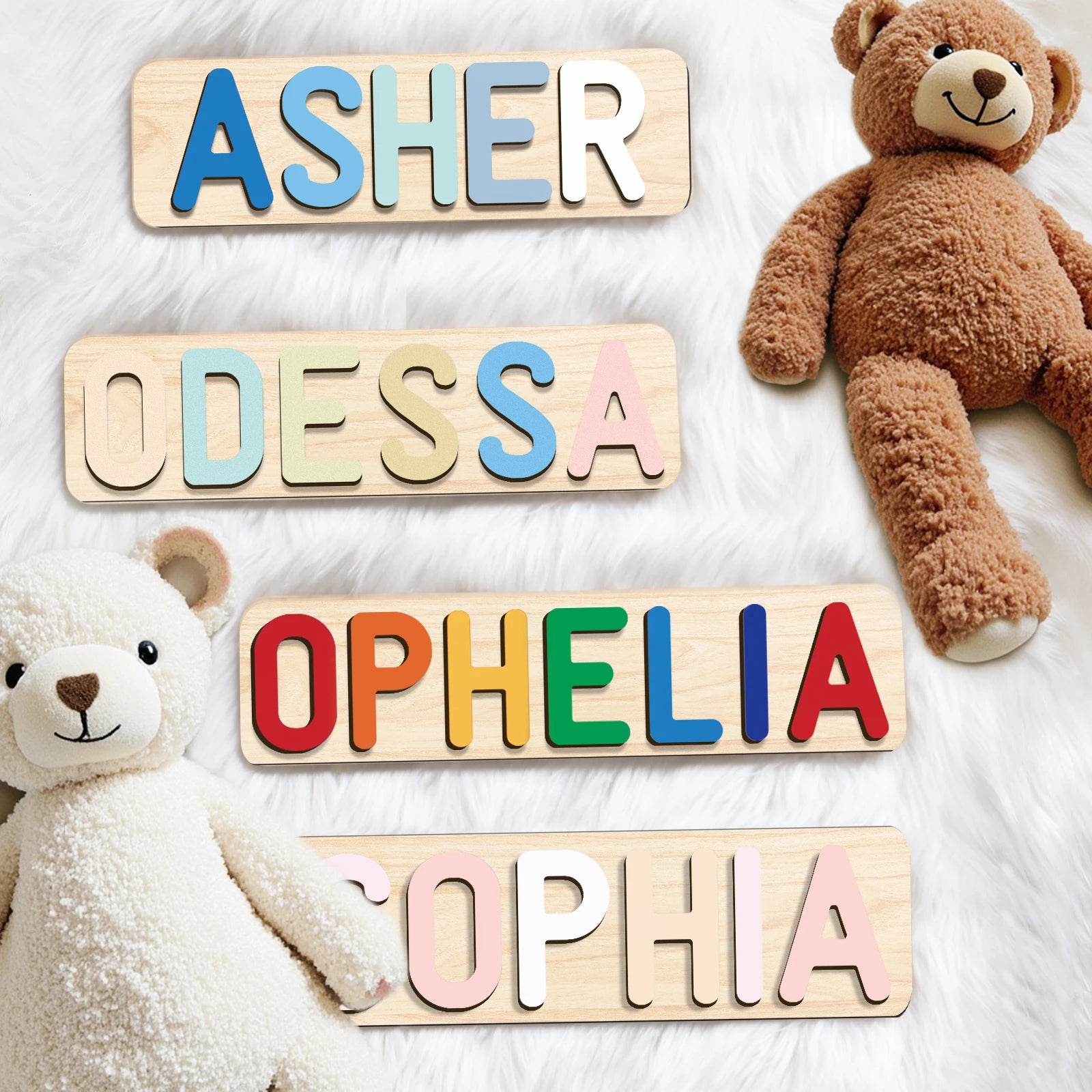 Custom Personalised Name Puzzle – Wooden Montessori Gift with Pegs or ...