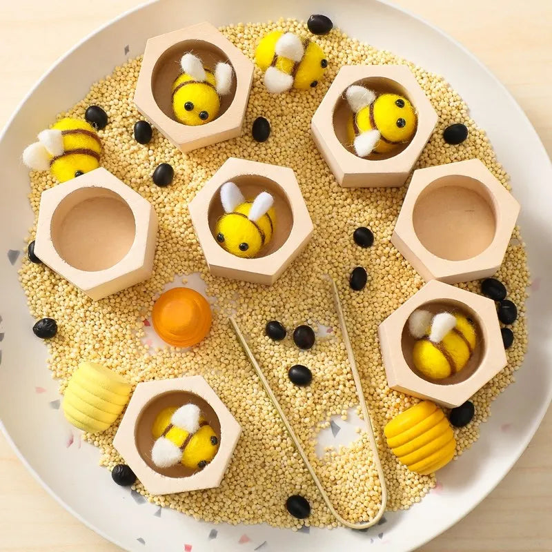 Montessori Bee Hive Sensory Wooden Sorting Game Toy – Educational ...