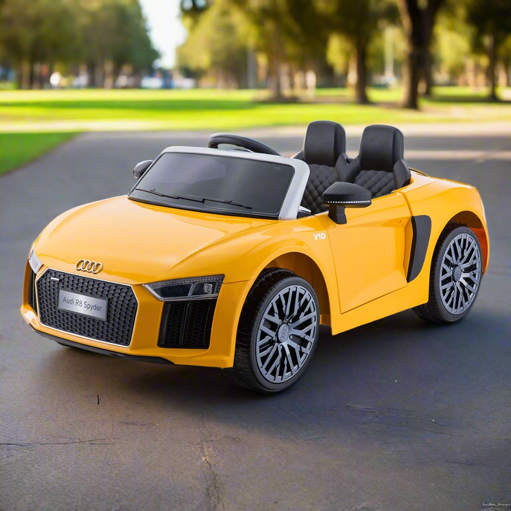Audi R8 Spyder Kids Ride-On Car – 12V Electric Yellow Car with Remote ...