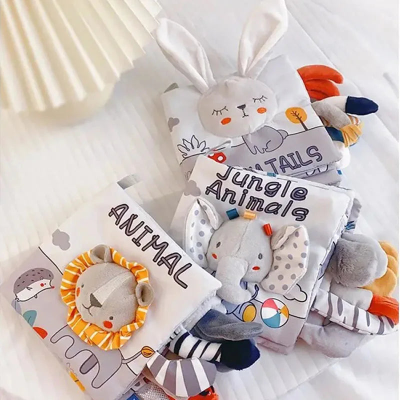Interactive Baby Soft Crinkle Book with Animal Plush Tails | Early ...