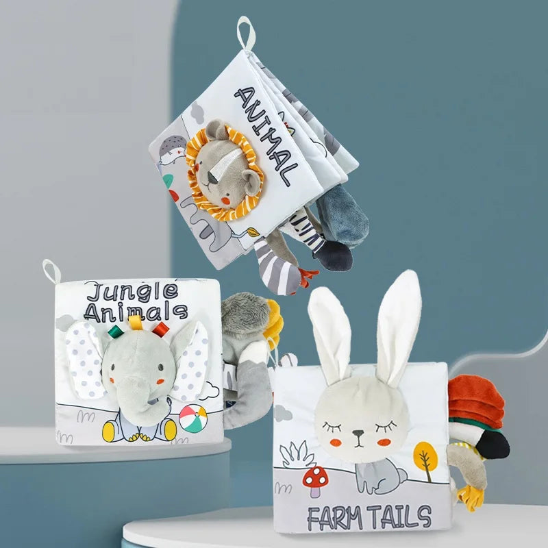Interactive Baby Soft Crinkle Book with Animal Plush Tails | Early ...