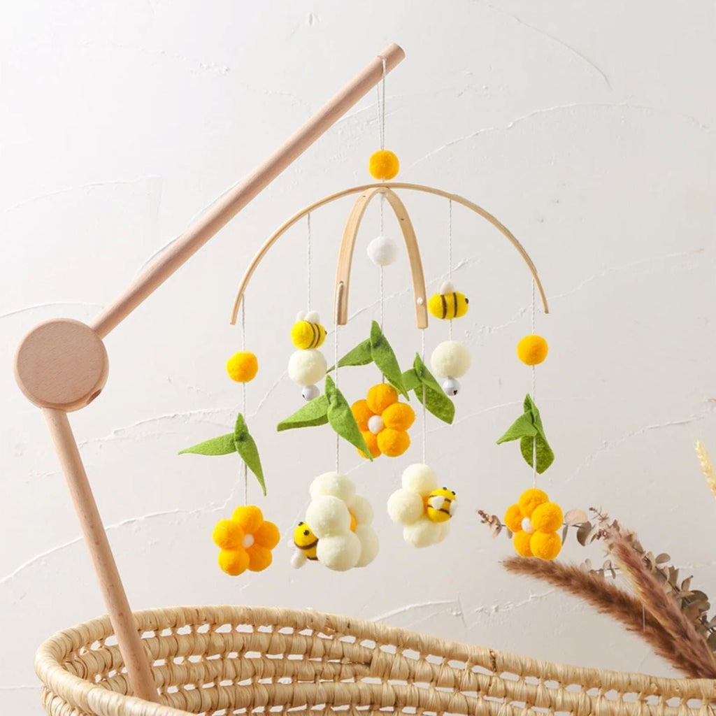 Adorable Baby Bee Mobile for Nursery | Plush Bees & Felt Flowers – Baby ...