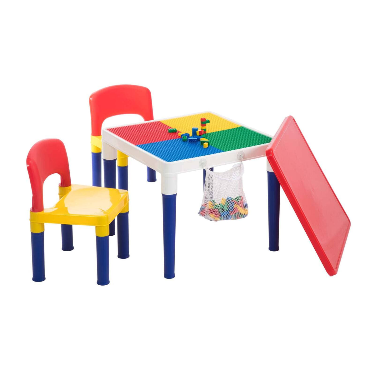 Kids 2-in-1 Table & Chairs Set with Building Blocks - Perfect for Lego ...