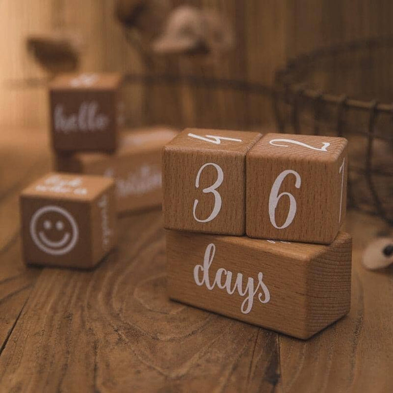 Keepsake Milestone Wooden Blocks | Pink, Blue & Classic Wood | Capture ...