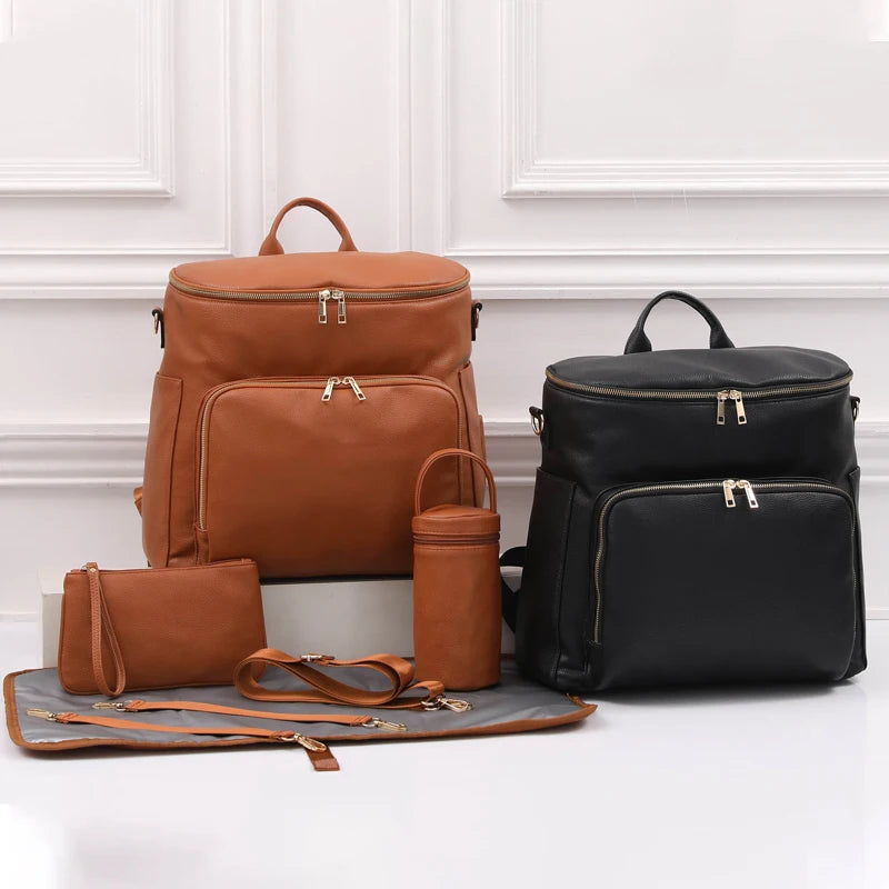 Elegant Vegan Leather Diaper Bag | Baby Stork Luxury Nappy Bag