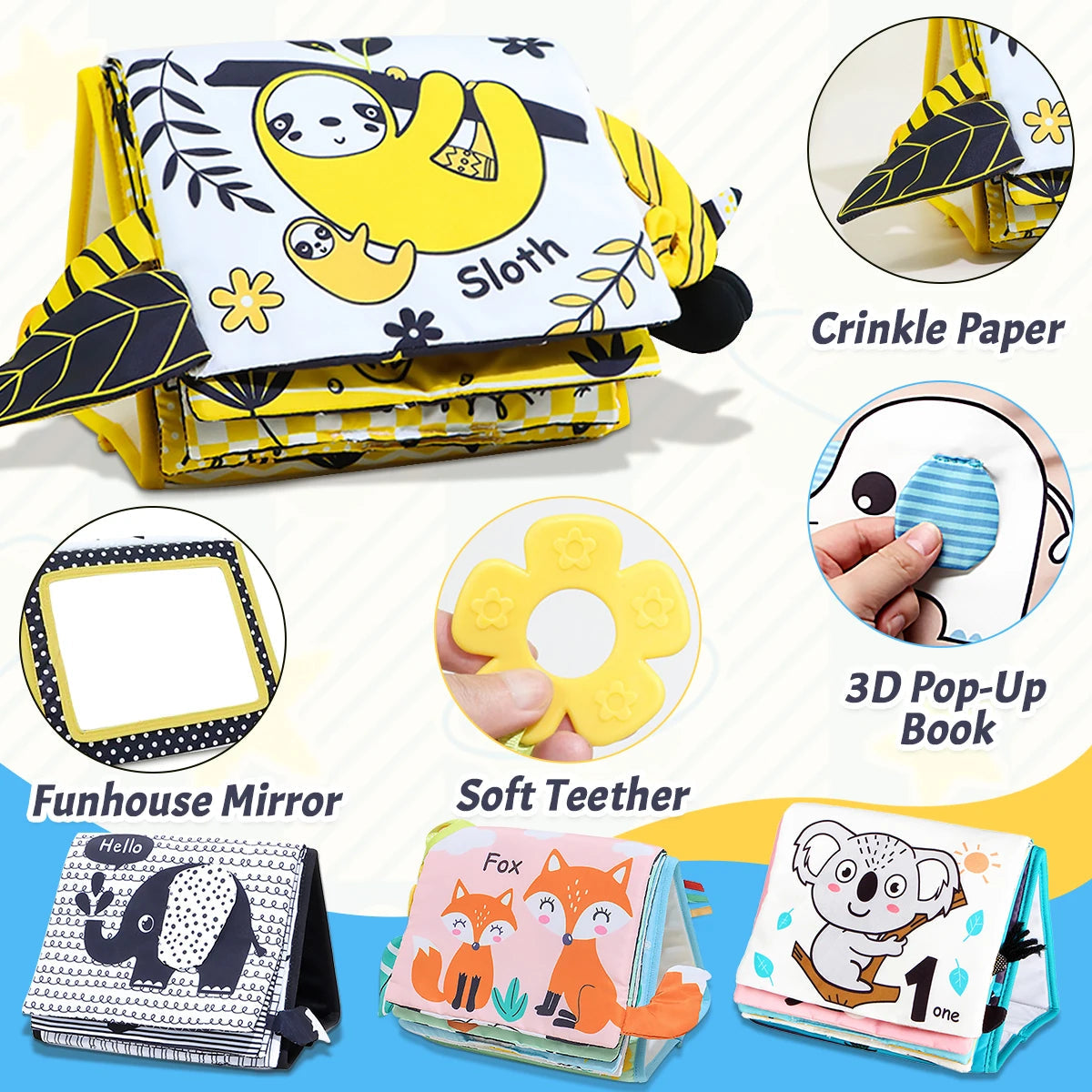 Baby Tummy Time Mirror & Sensory Book | Early Development Toy – Baby Stork